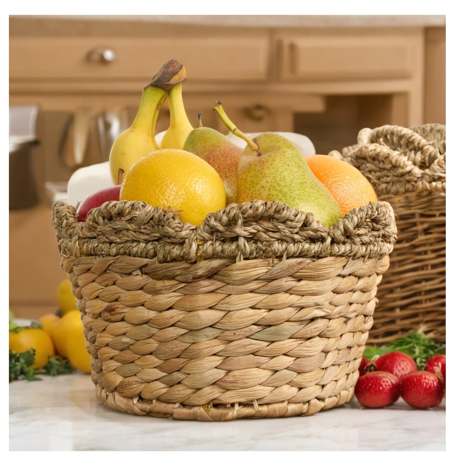 Water Hyacinth Basket - Round Storage Baskets for Kitchen & Bathroom ...