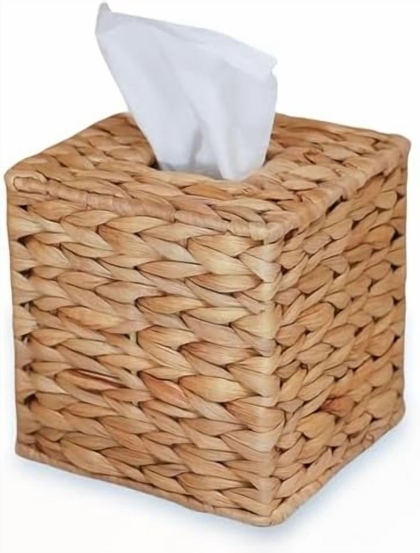 Water Hyacinth Handwoven Tissue Box Cover, Natural Handmade Wicker ...