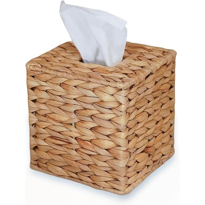 Water Hyacinth Handwoven Tissue Box Cover, Natural Handmade Wicker ...