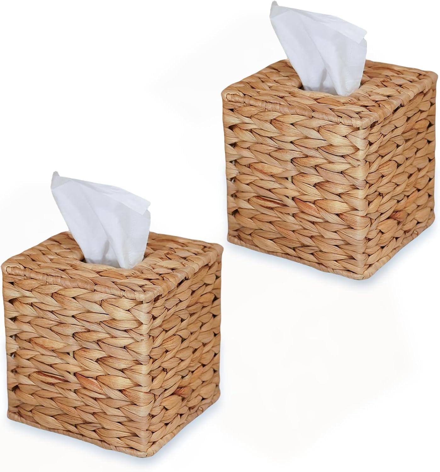 Water Hyacinth Handwoven Tissue Box Cover, Natural Handmade Wicker ...