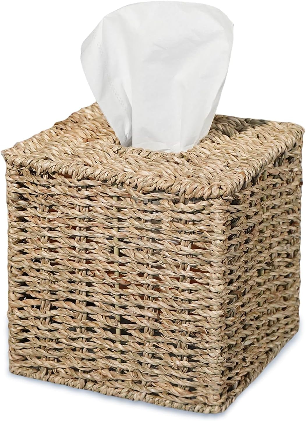 Water Hyacinth Handwoven Tissue Box Cover, Natural Handmade Wicker ...