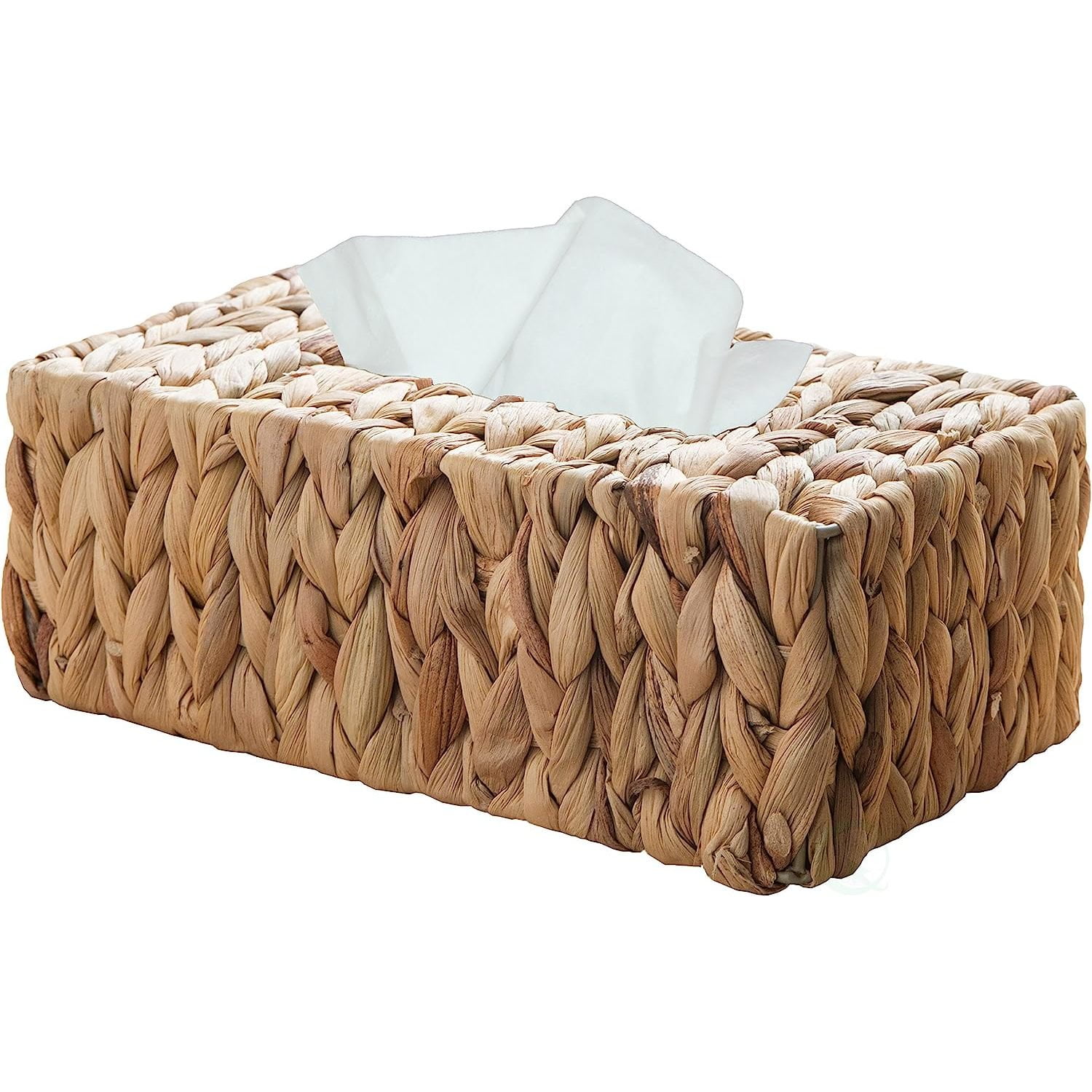 Water Hyacinth Tissue Box Cover - 11 x 6.7 x 4.3" Woven Tissue Box ...