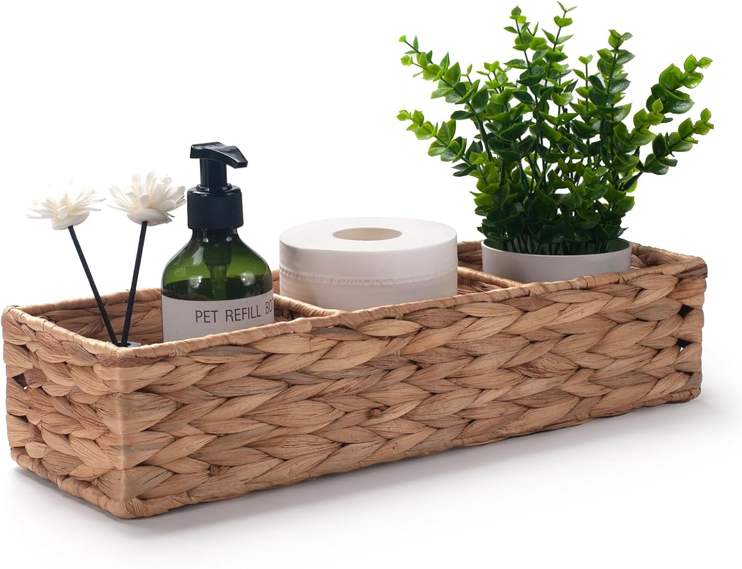 Water Hyacinth Toilet Tank Basket for Toilet Paper Rolls Wicker Baskets ...
