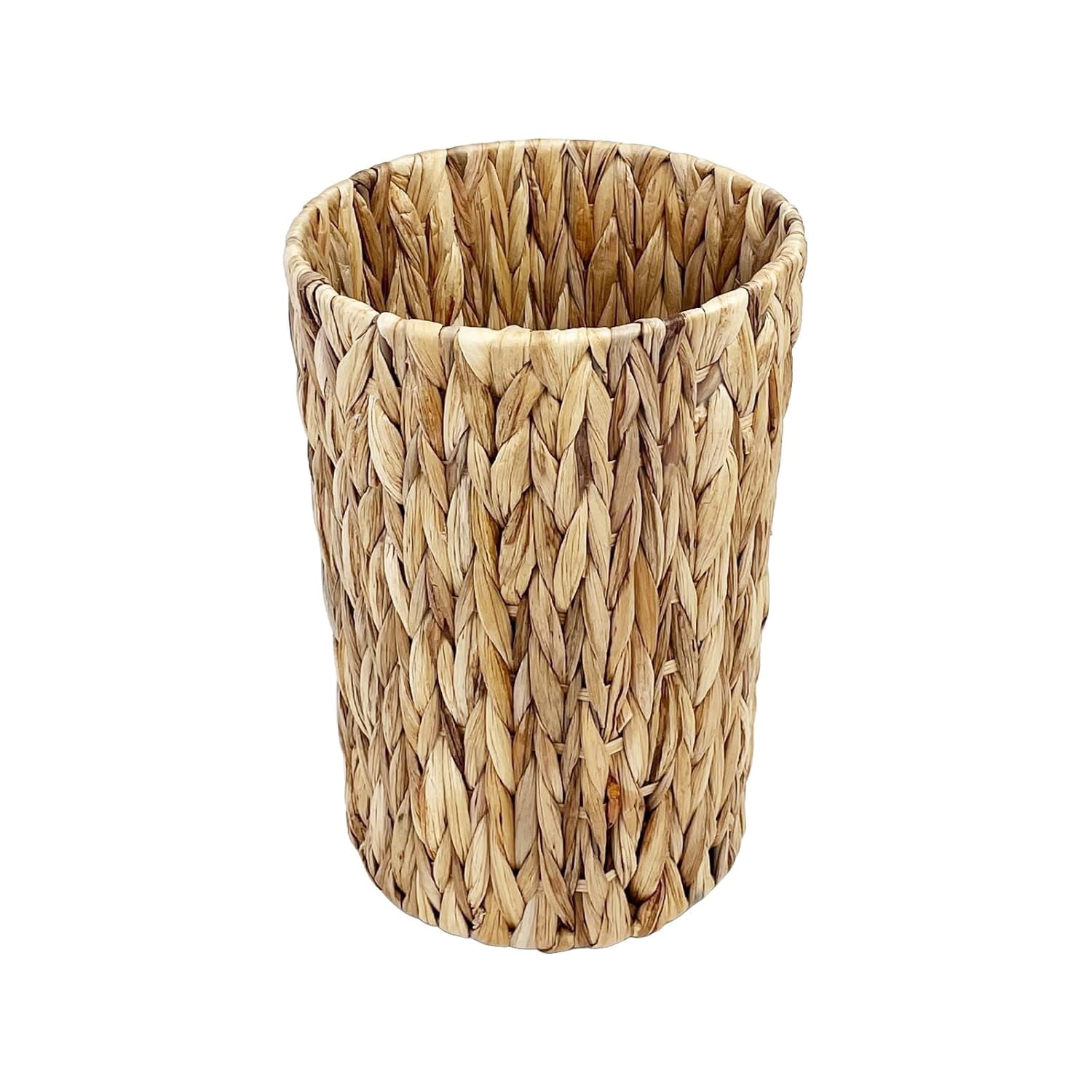 Water Hyacinth Wicker Trash Can, Handwoven Natural Fiber Waste Basket ...