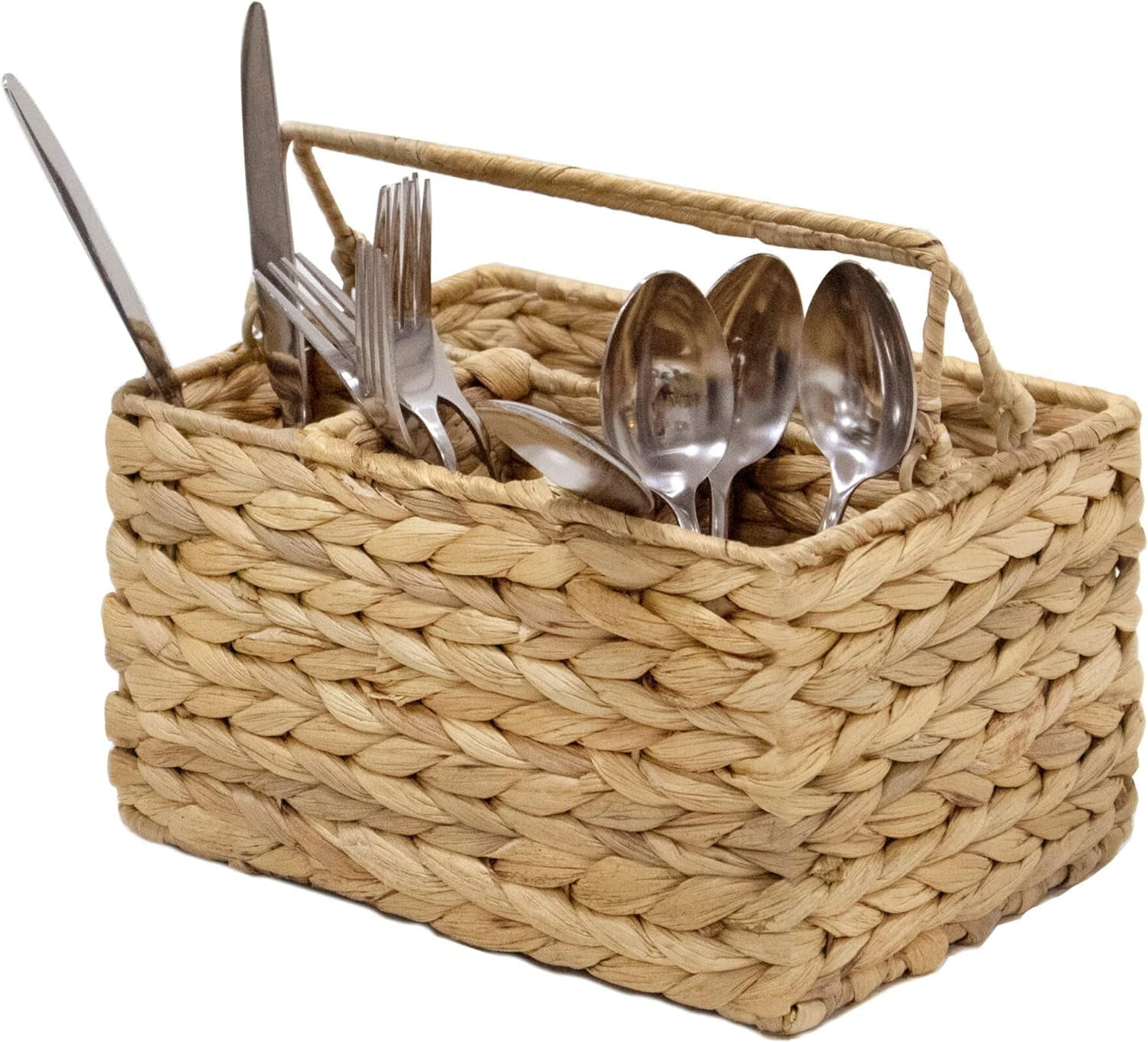 Water Hyacinth Wicker Utensil Caddy Carrier | Water Hyacinth Woven ...