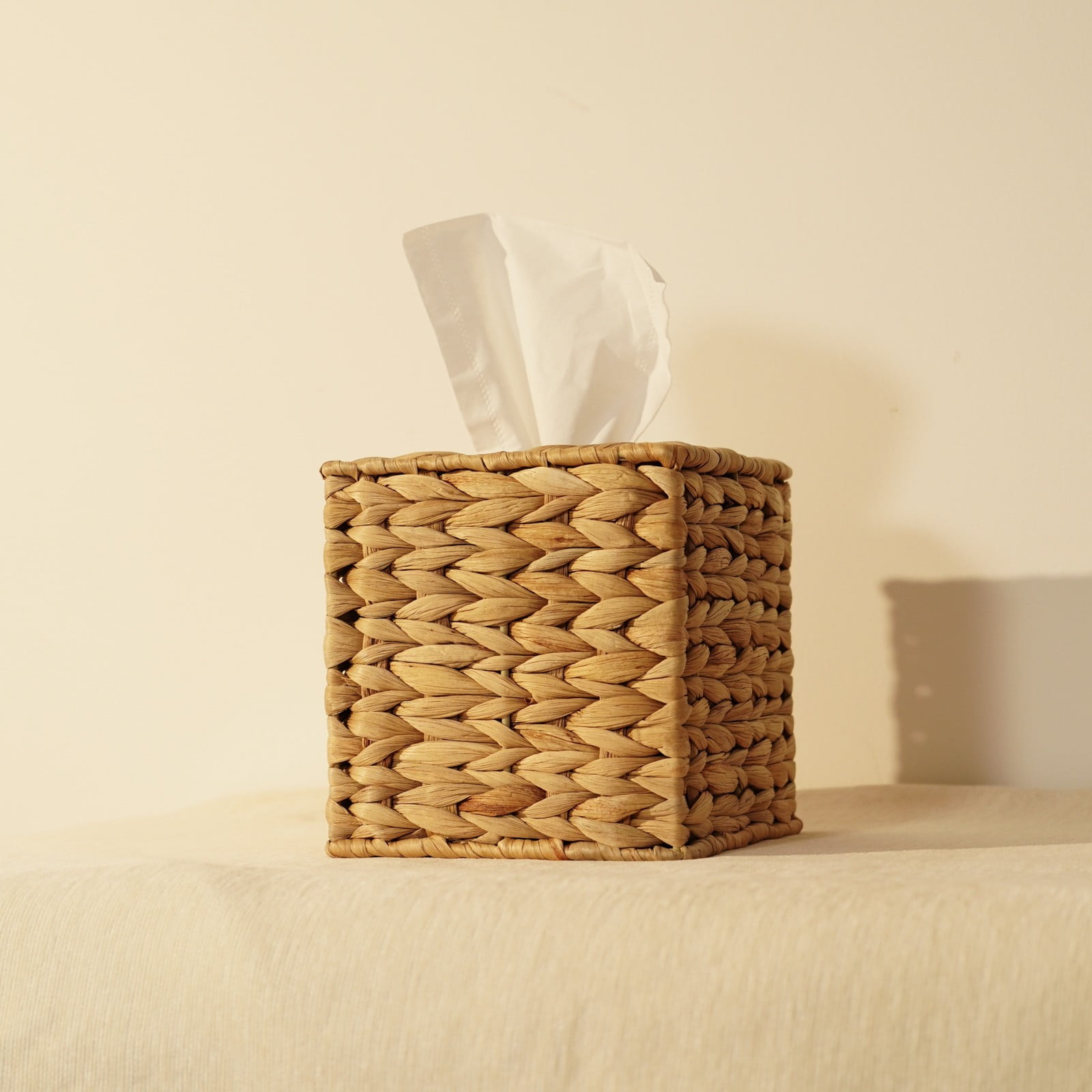 Water Hyacinth Woven Desktop Tissue Cover Country Cottage Style Drawer ...