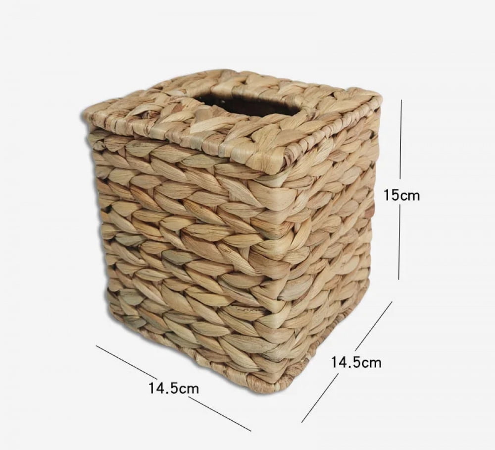 Water Hyacinth Woven Tissue Box Rattan Woven Lid Sanitary Paper Box ...