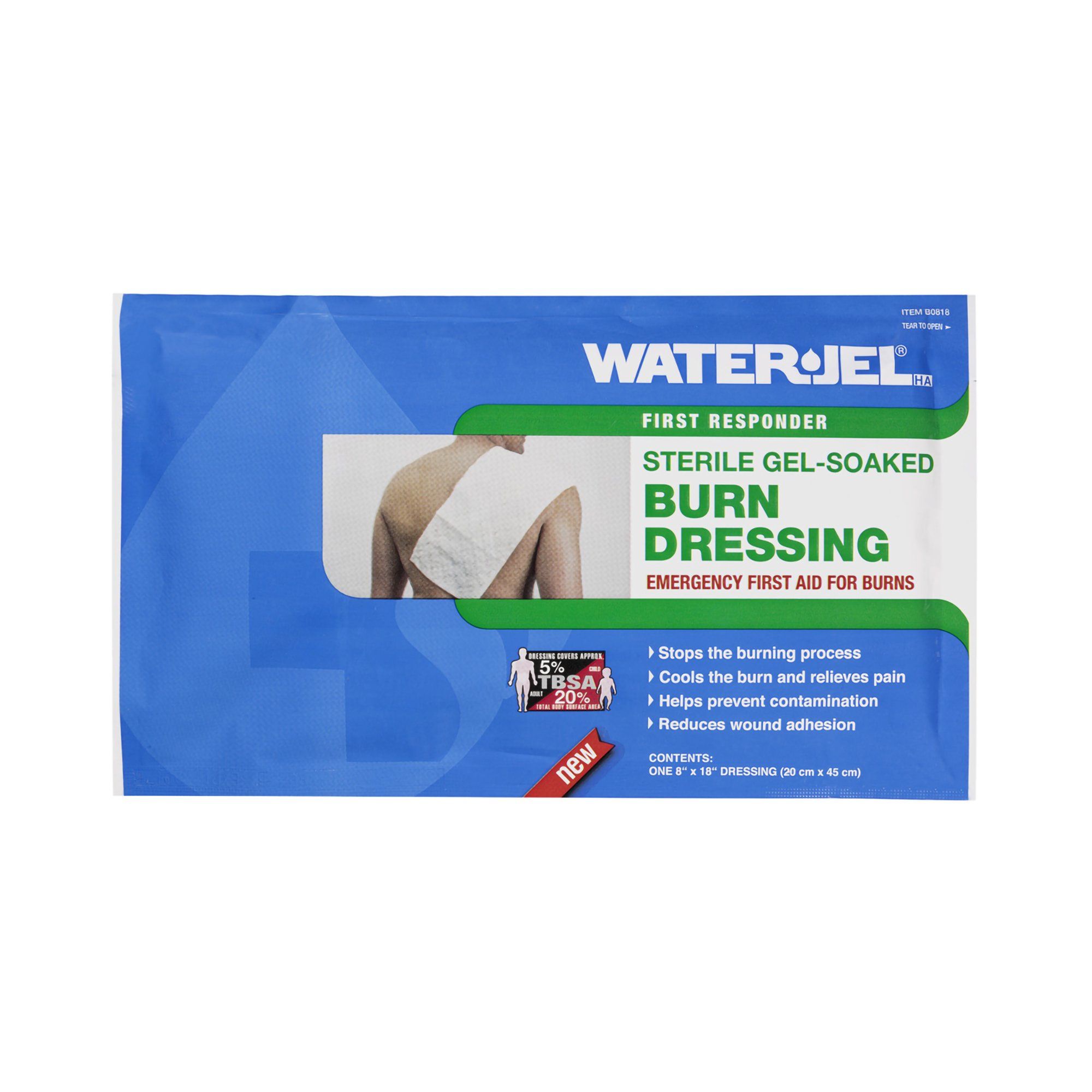 Water-Jel First Responder Burn Dressing, 8 x 18 Inch (Sold as CS/20 ...