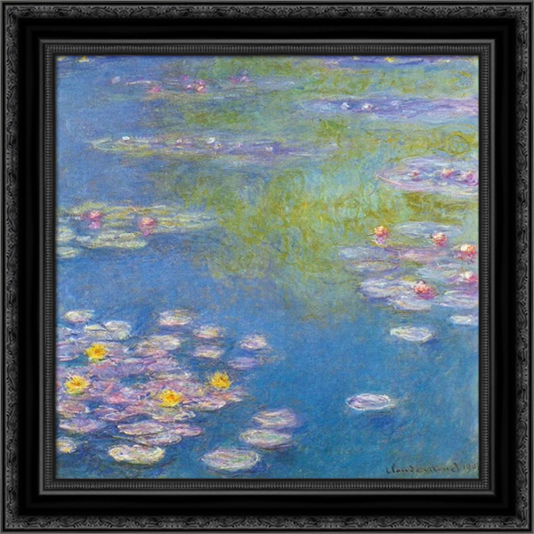Water Lilies 20x20 Black Ornate Wood Framed Canvas Art by Monet, Claude ...