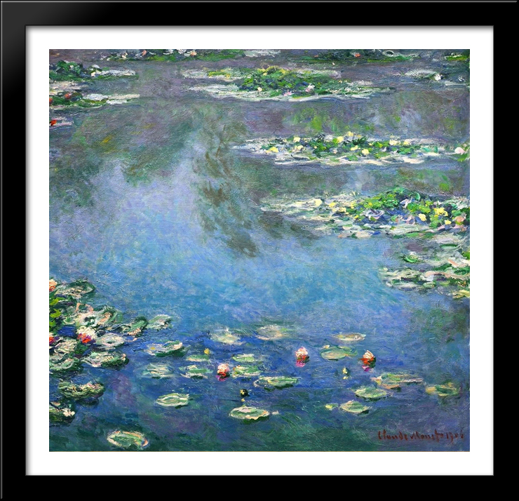 Water Lilies 30x28 Large Black Wood Framed Print Art by Claude Monet ...