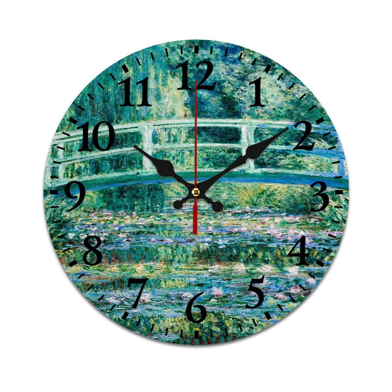 Water Lilies And Bridge Wall Clock Modern Design Clocks Wall Hanging ...
