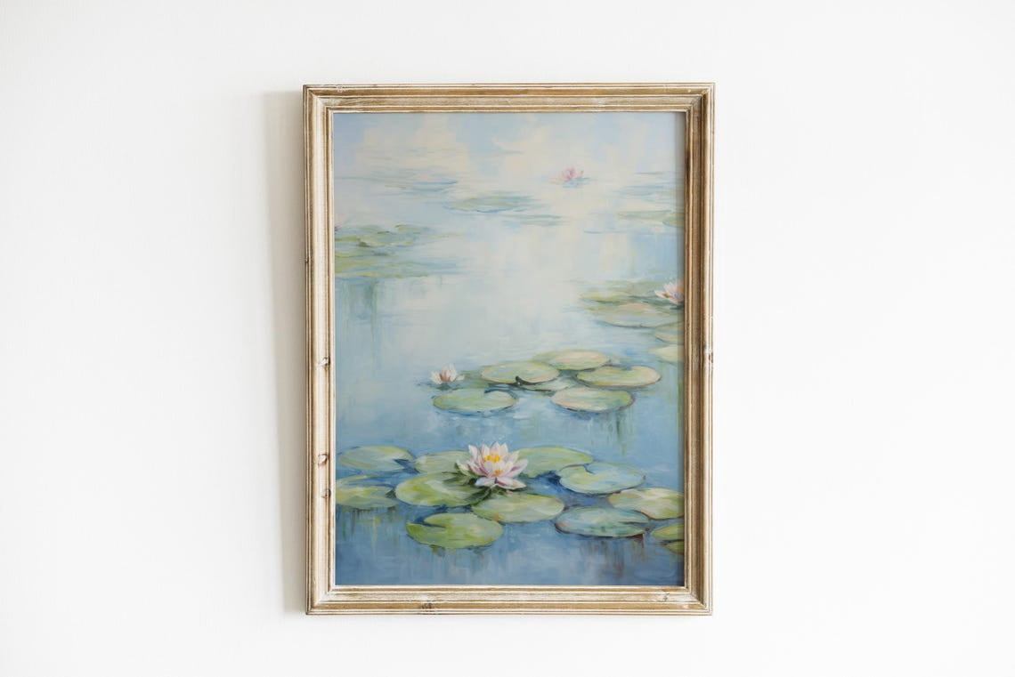 Water Lilies Pond Pastel Poster, Stretched Size 16x24 - Walmart.com