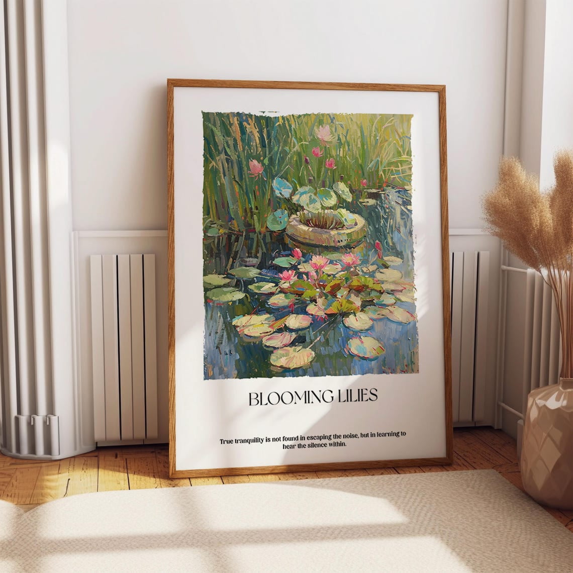 Water Lily Pond With Reeds Posterblooming Lilies Botanical Art ...