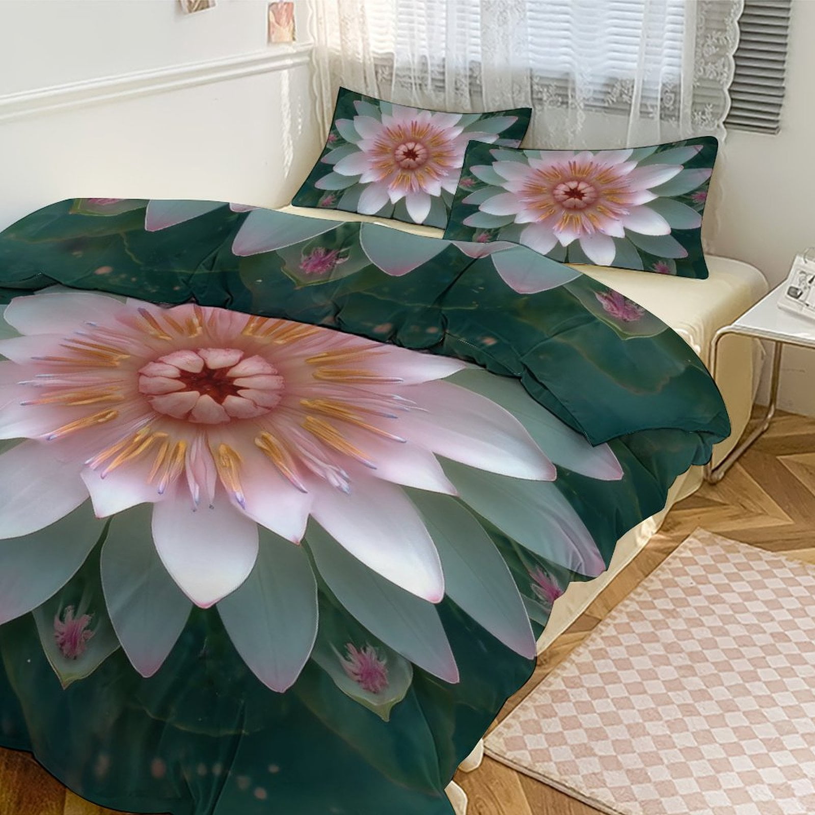 Water Lily Serene Beauty Blooming Peace Bedding Set with Zipper Closure ...