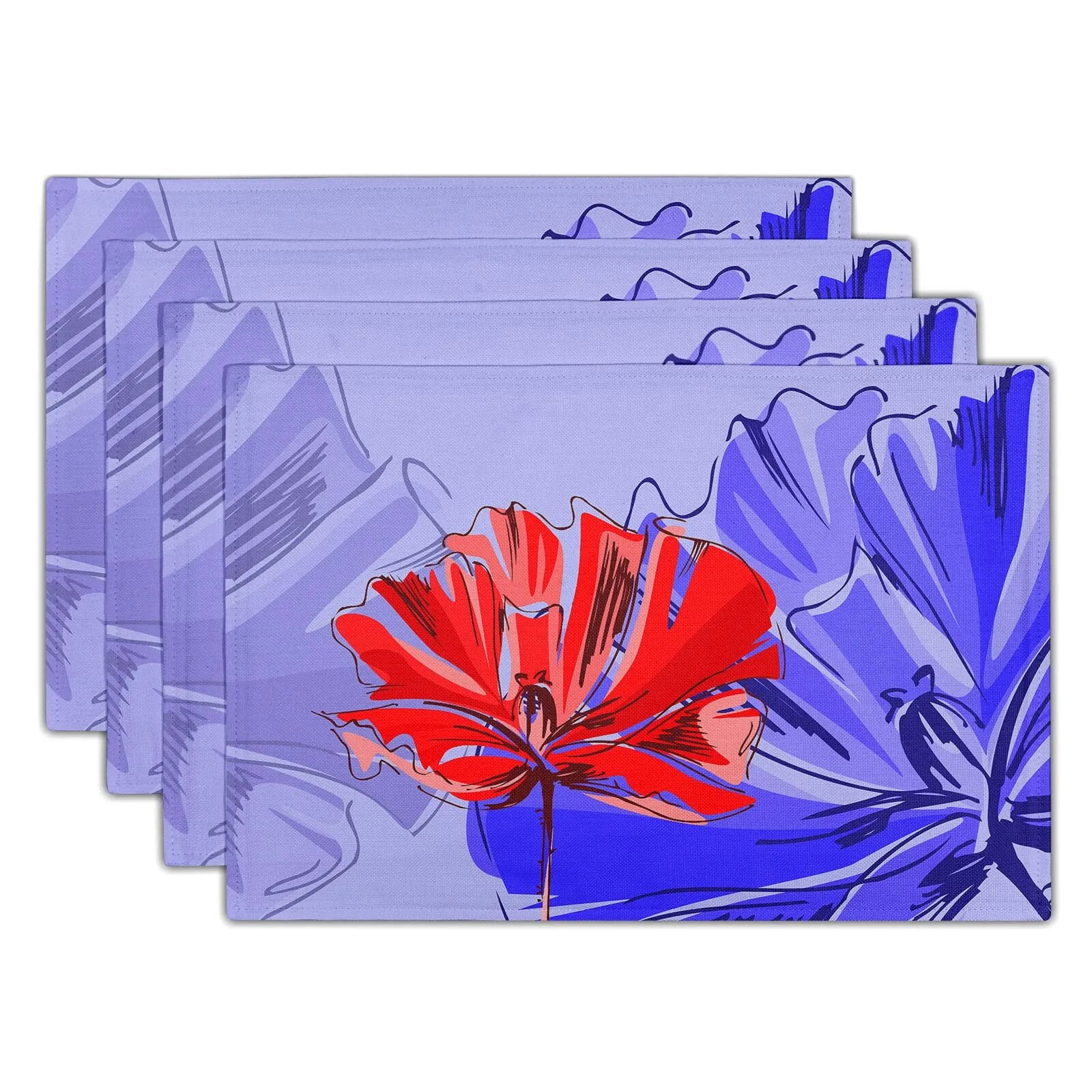 Water Lily Table Mat Summer Flower Pond Place Mat Linen Table Pad Heat ...