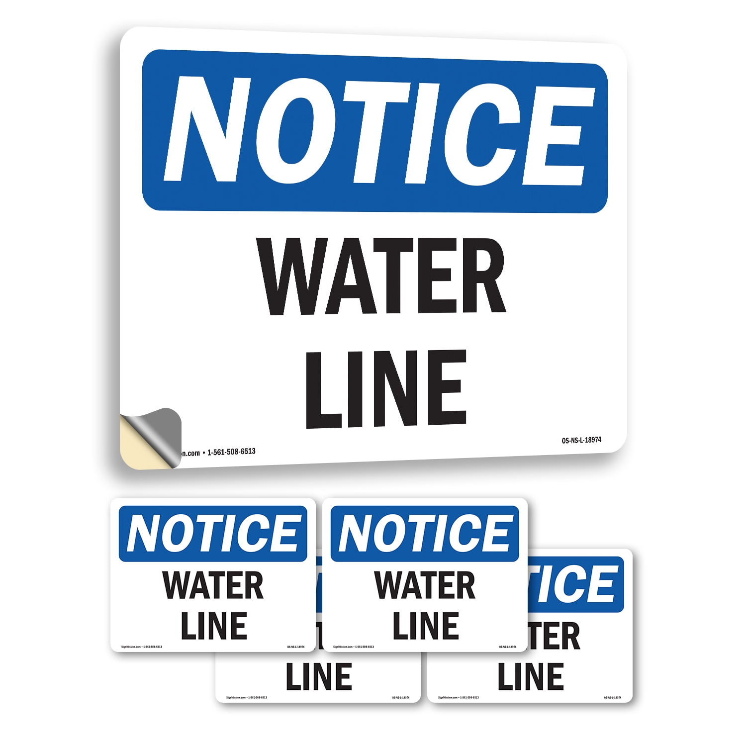 Water Line OSHA Notice Vinyl Decal Label 10 Inch x 7 Inch - 5 Pack ...