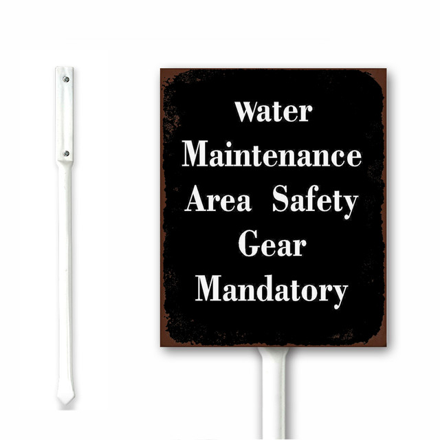 Water Maintenance Area - Safety Gear Mandatory Black Yard Sign With ...