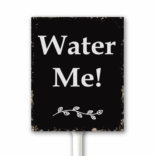 Water Me! Vintage Yard Sign with Stake, Outdoor Indoor Patio Tags ...