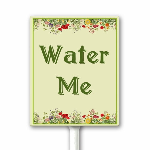 Water Me! Vintage Yard Sign with Stake, Outdoor Indoor Patio Tags ...