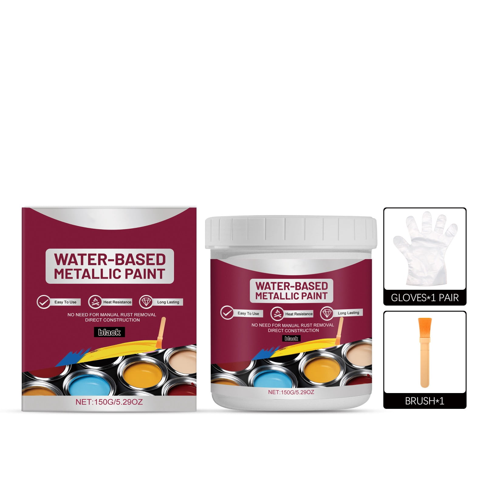 Water- Metallic Paint 150g Rust Paint for Metal No Sanding Or Priming ...