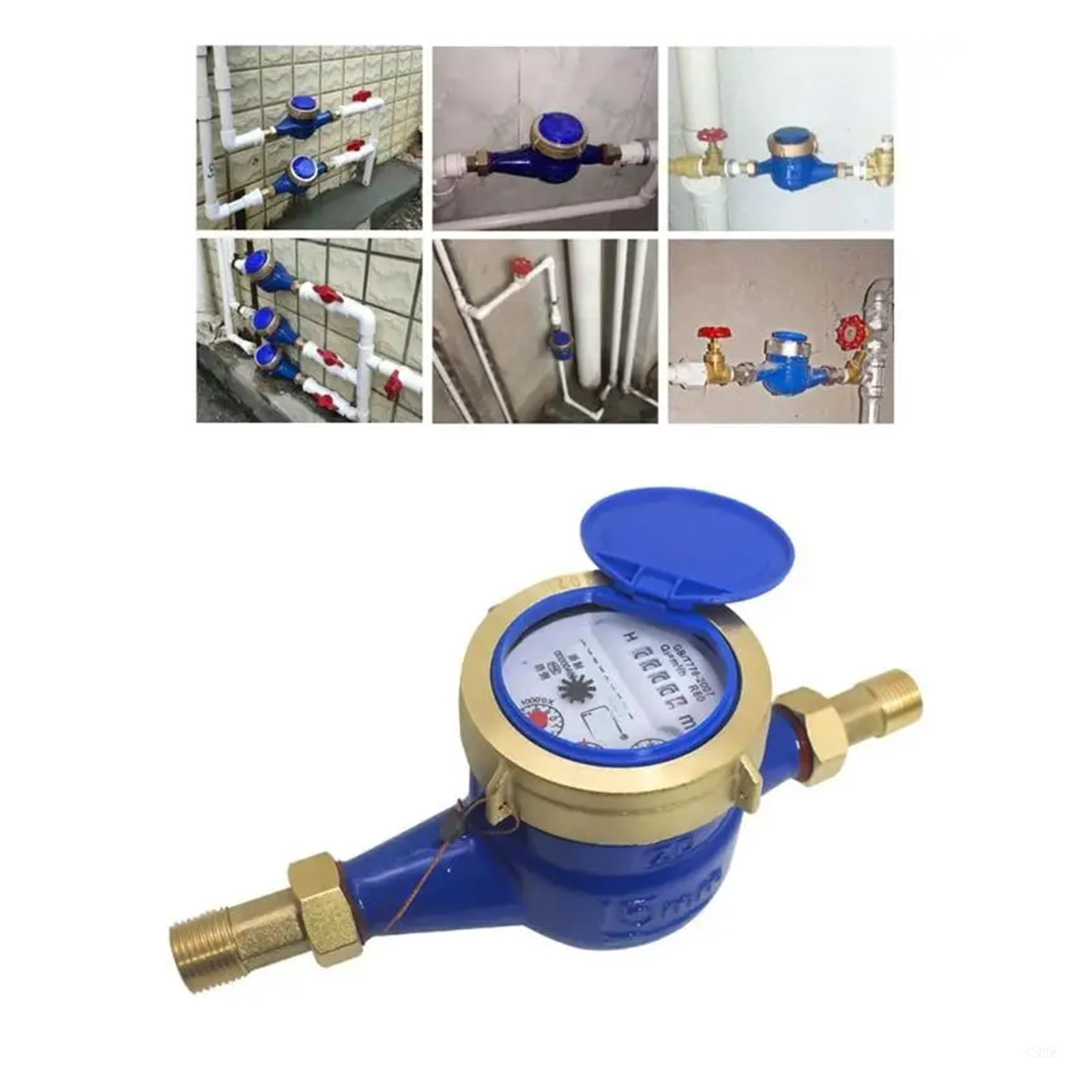 Water Meter Cold Water Meter Metal 15mm WaterFlow Meter WithFittings ...