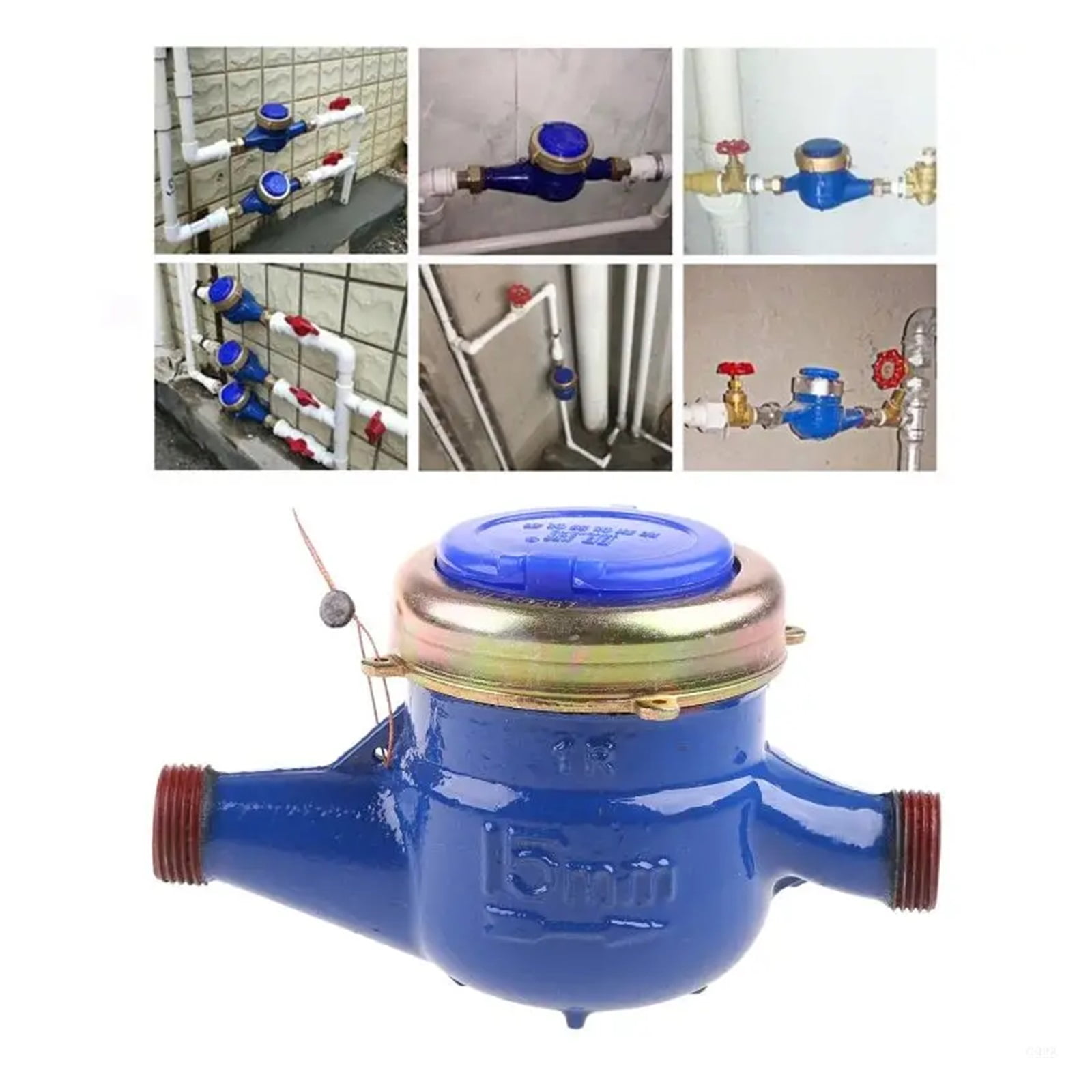 Water Meter Cold Water Meter Metal 15mm WaterFlow Meter WithFittings ...