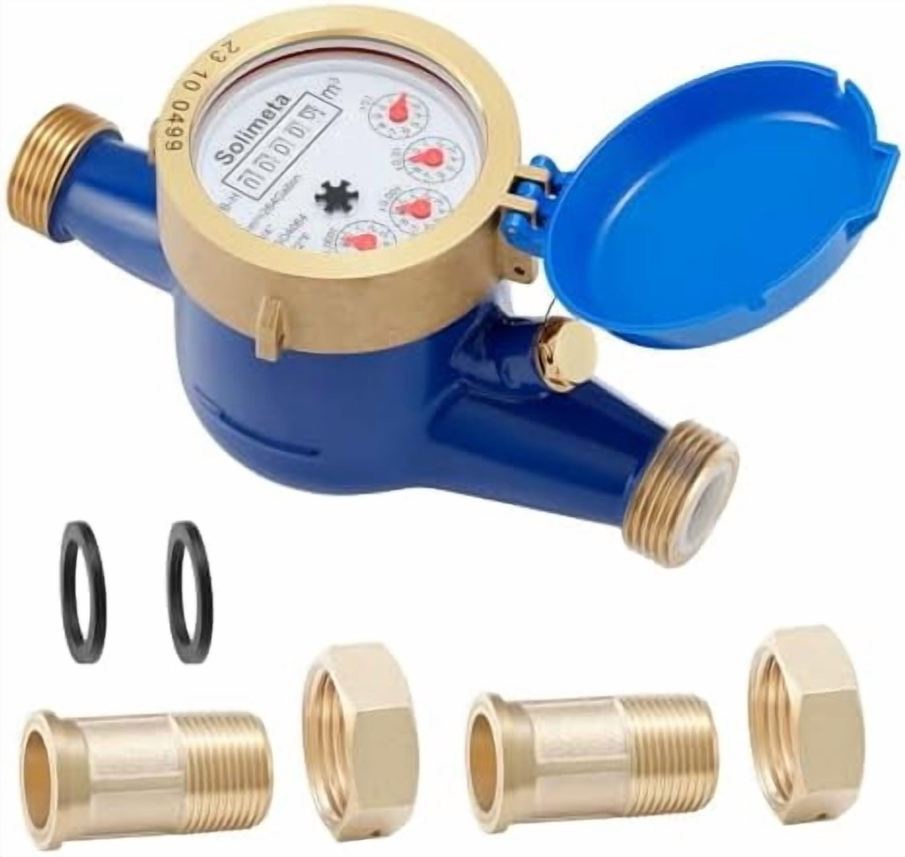 Water Meter, Cold Water Meter for Garden and Home, 3/4"NPT Couplings ...