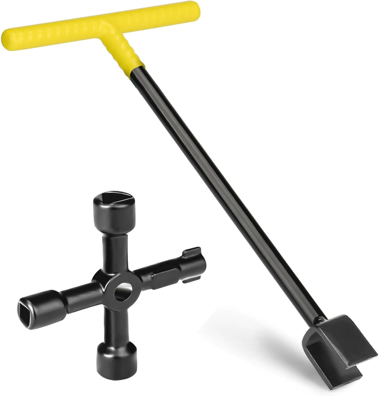 Water Meter Key 17 Inch & 4-Way Utility Keys, Steel T-Handle, Water ...