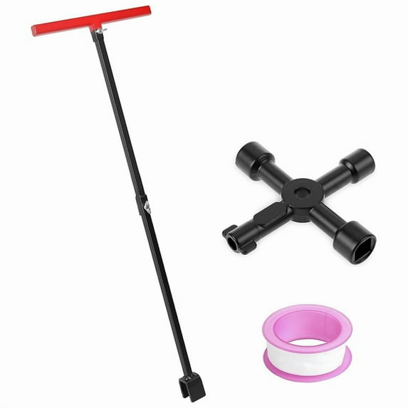 Water Meter Key with 4-Way Utility Key,Water Shut Off Tool for Curb ...