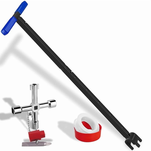 Water Meter Key Shut Off Tool 15 Inch to 28 with 4-Way Utilities Key, T ...