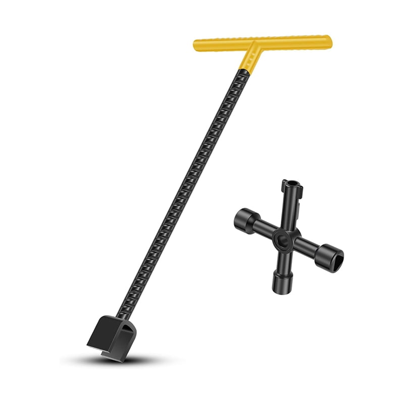 Water Meter Key with 4-Way Utility Key & Steel T-Handle, Sillcock ...