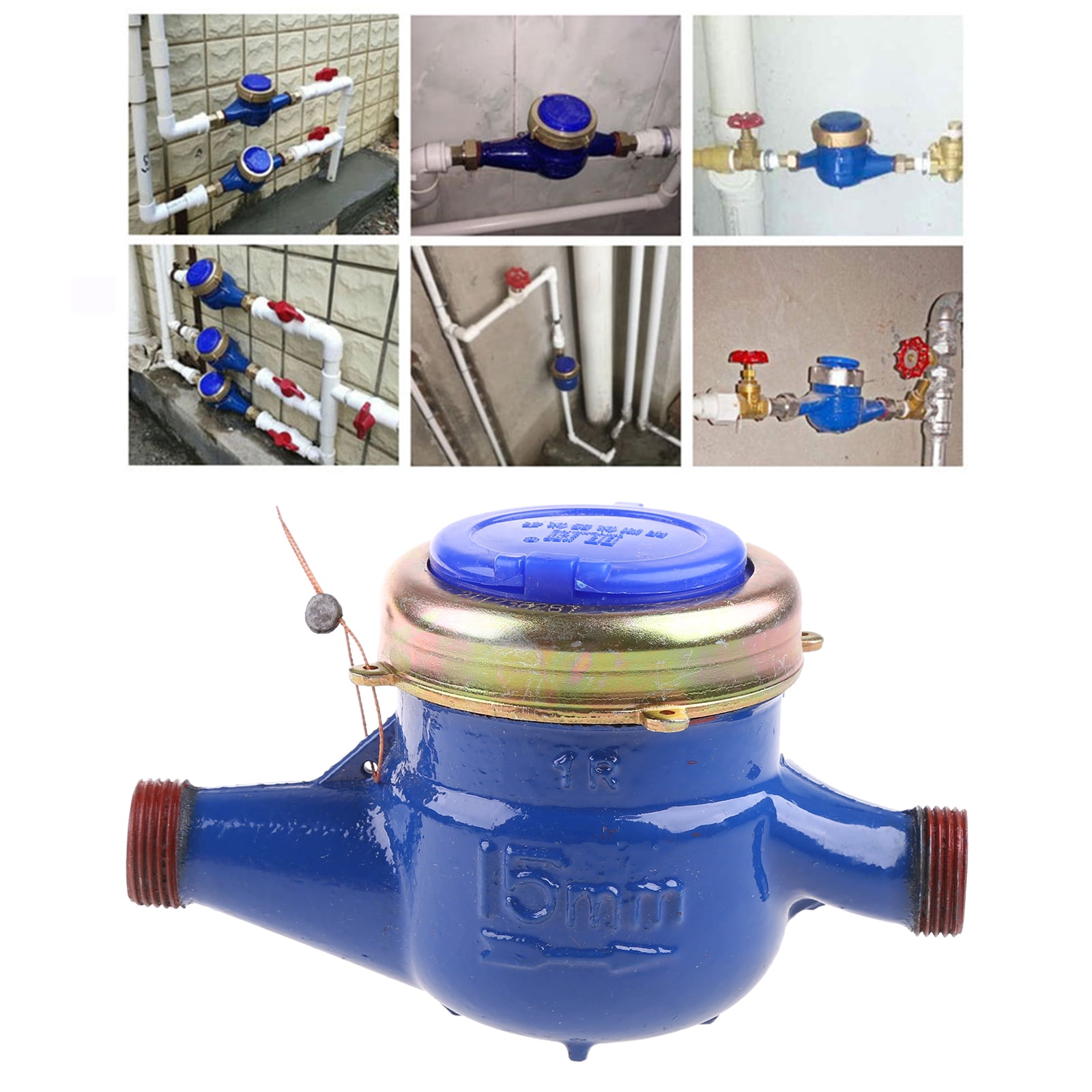 Water Meter WaterFlow Meter 15mm Cold Water Meter for Garden & Home use ...
