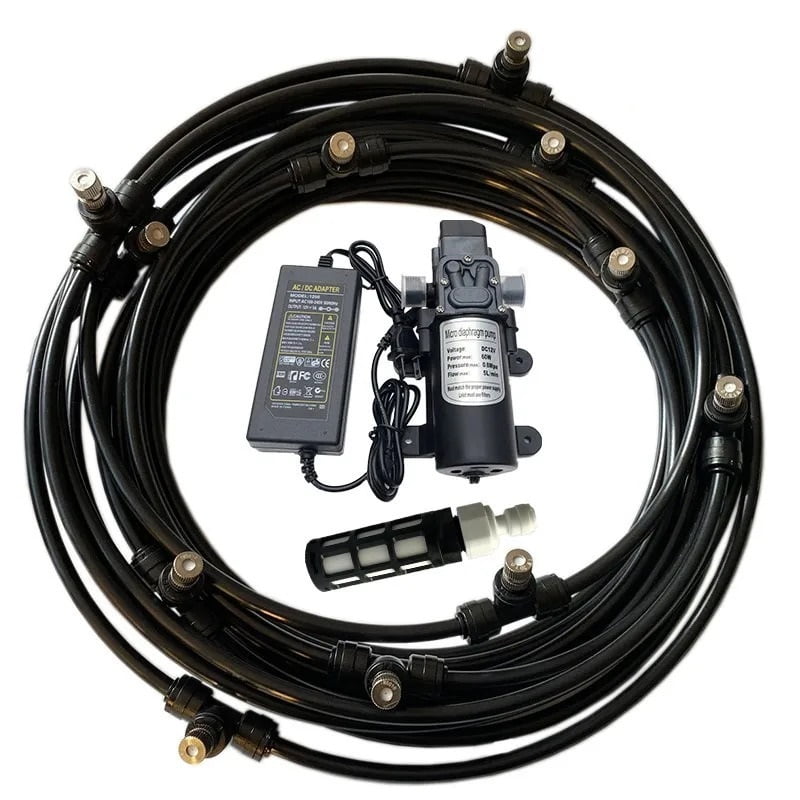 Water Mist Pump 12V 60W Smart Timer Watering Kit Slip Lock Mist Nozzle ...