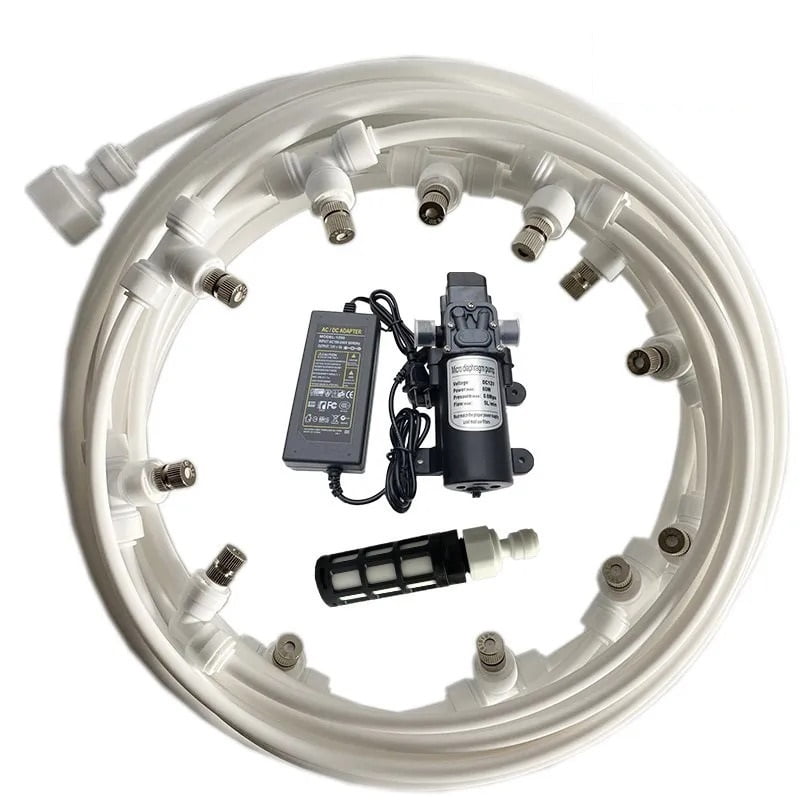 Water Mist Pump 12V 60W Smart Timer Watering Kit Slip Lock Mist Nozzle ...