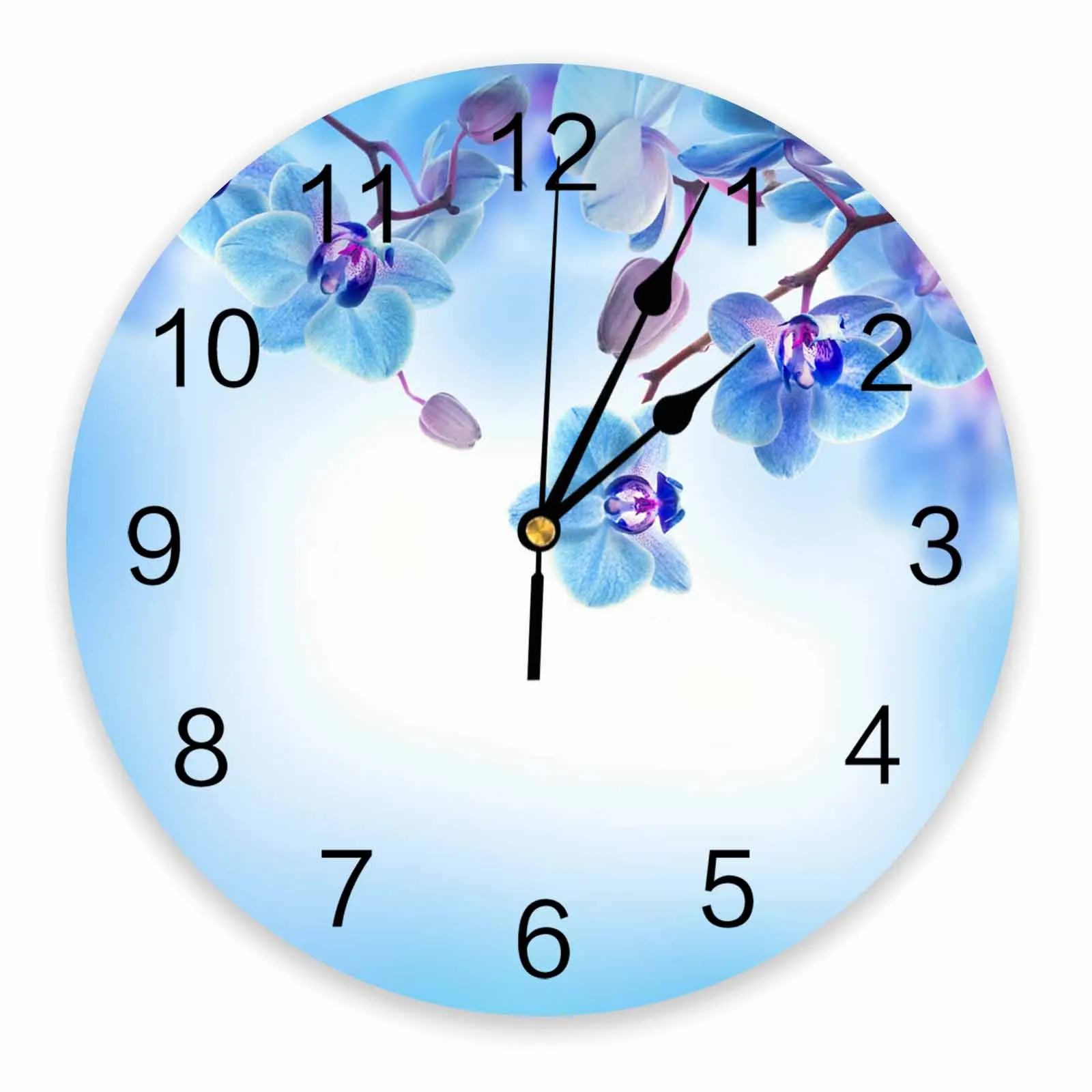 Water Orchid Flower Plant Decorative Round Wall Clock Arabic Numerals ...