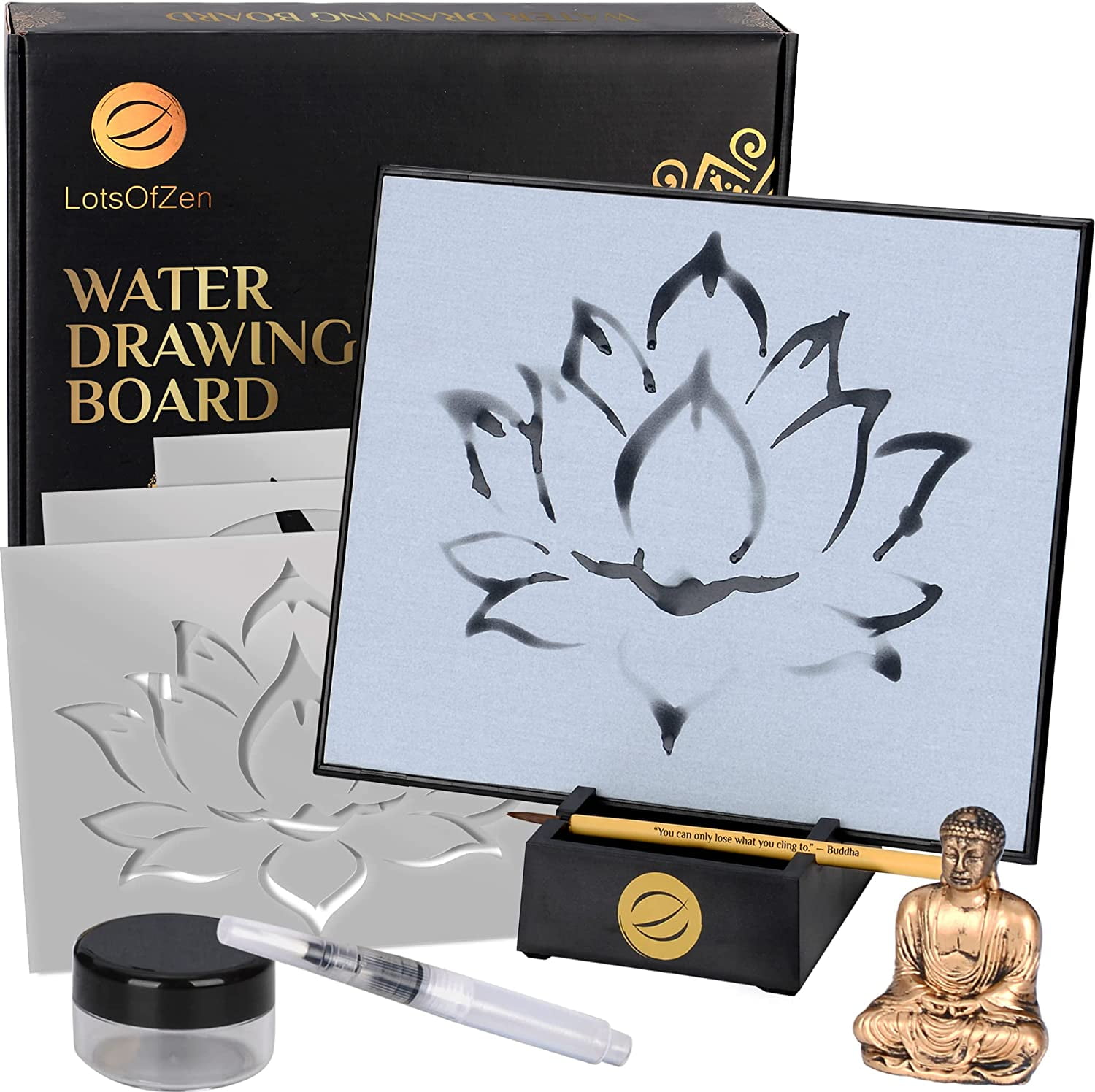 LotsOfZen Buddha Set - Watercolor Stand, Mini Supplies - Water Art ...