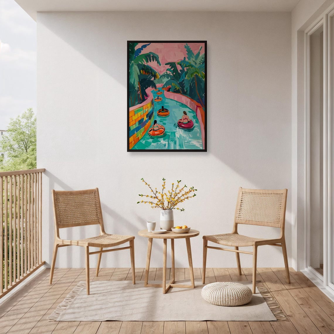 Water Park Wall Art Poster Colorful Lazy River With Tropical Vibes Fun ...