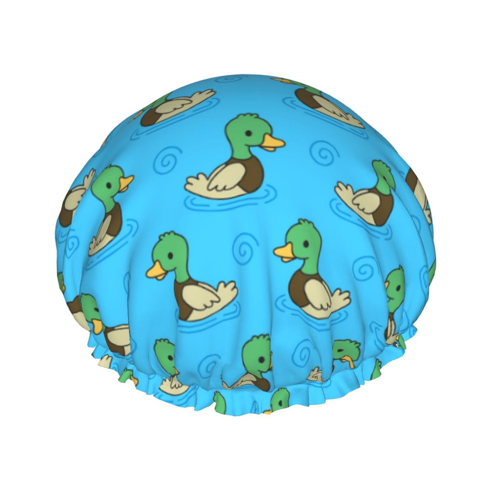 Water Pattern Cartoon Cute Duck Shower Cap for Women, Double Waterproof ...