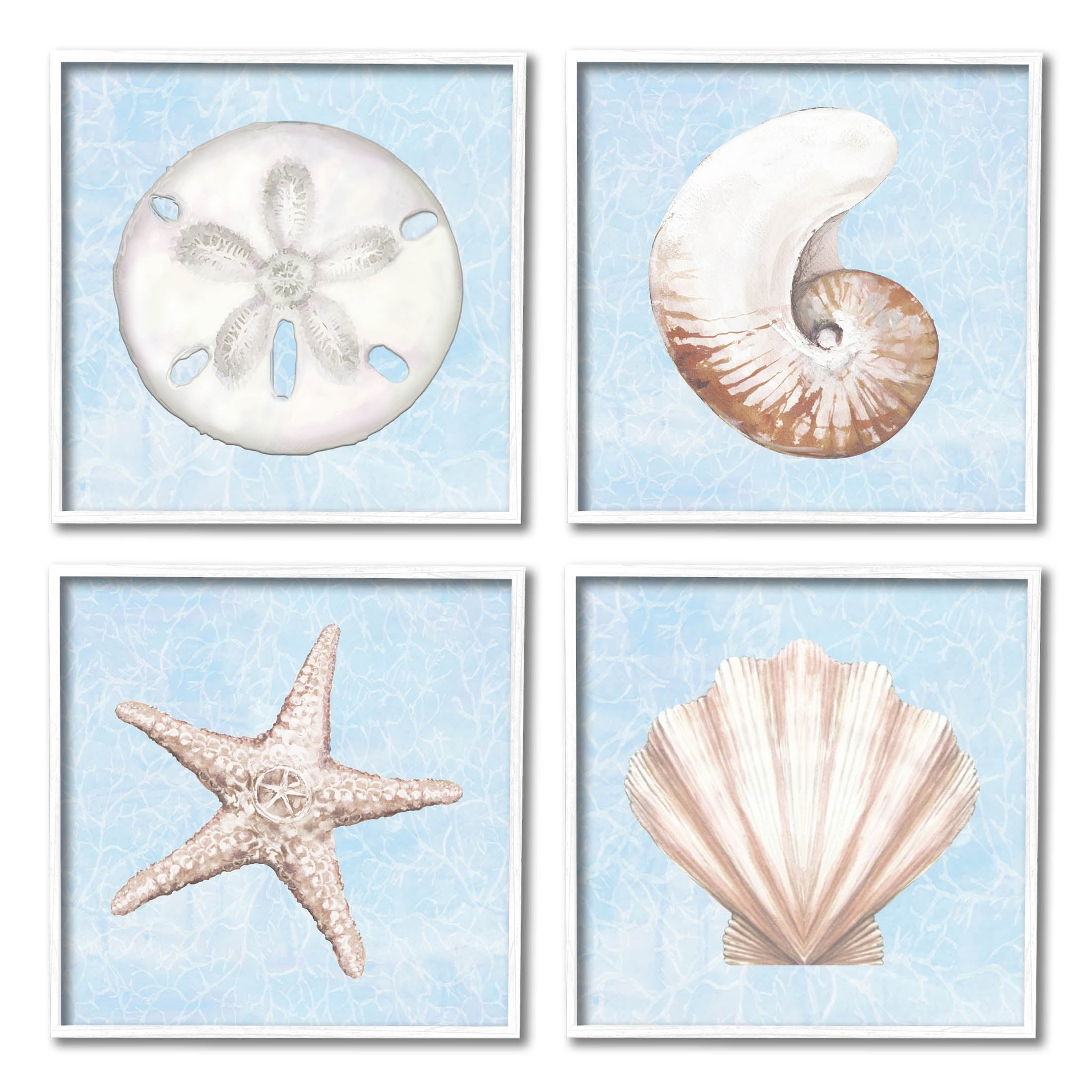 Water Patterned Sea Life Shells Animals & Insects Graphic Art White ...