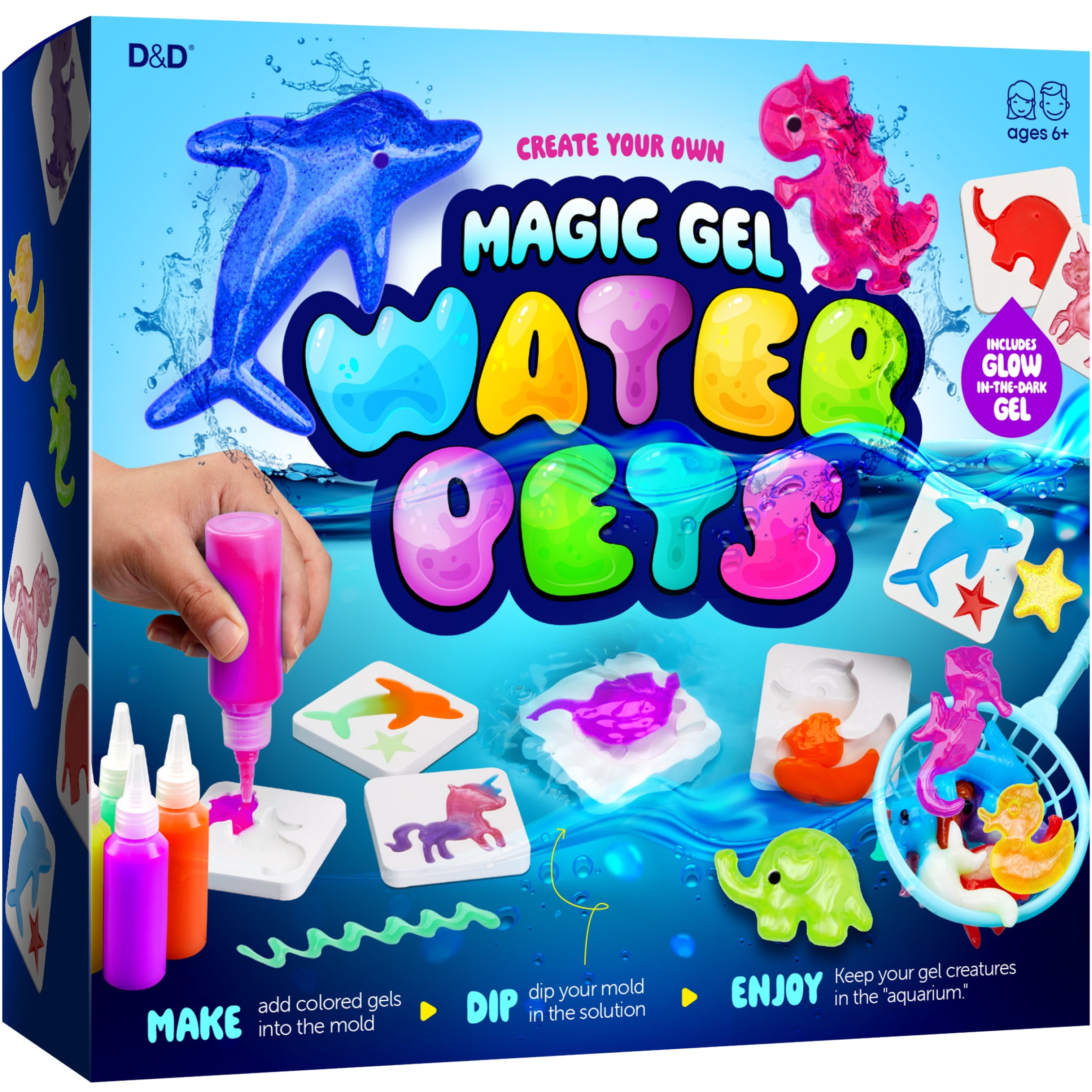D&D Water Pets for Kids Aqua Fairy Gel Kit DIY Glitter Glow-in-the-Dark ...