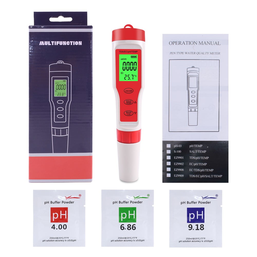 Water Ph Meter,4 In 1 Ph Temp Pen Type Tester For Home Brewing With ...