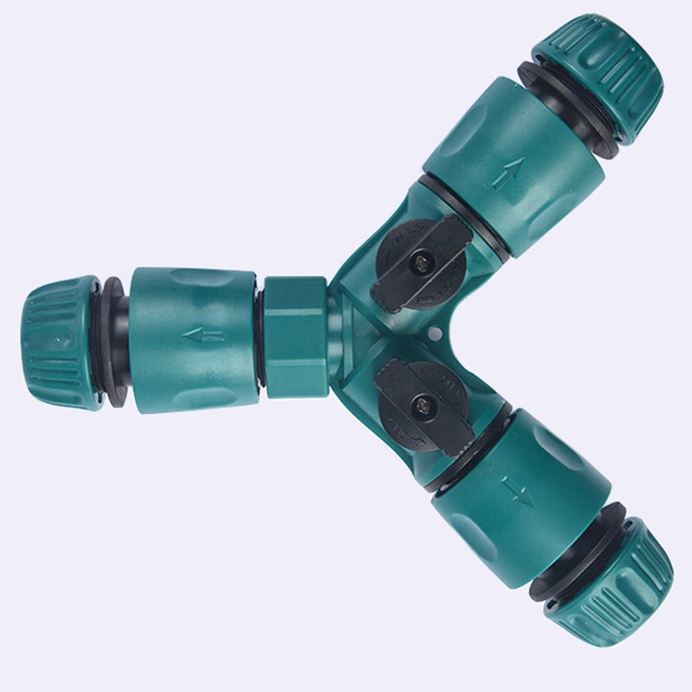 Water Pipe 3 Way Hose Splitter Inline & 2 On/Off Taps 3 Female Hose ...