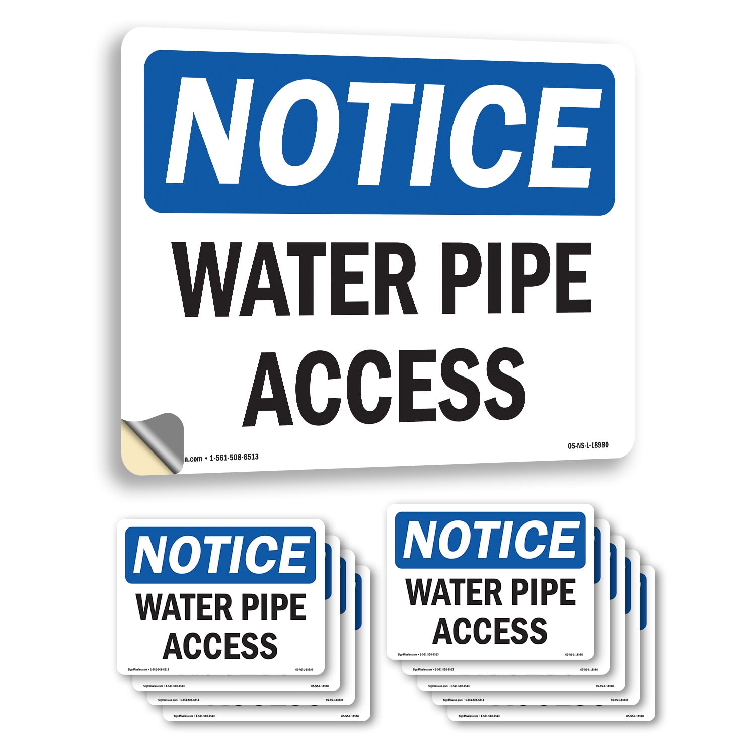 Water Pipe Access OSHA Notice Vinyl Decal Label 7 Inch x 5 Inch - 10 ...