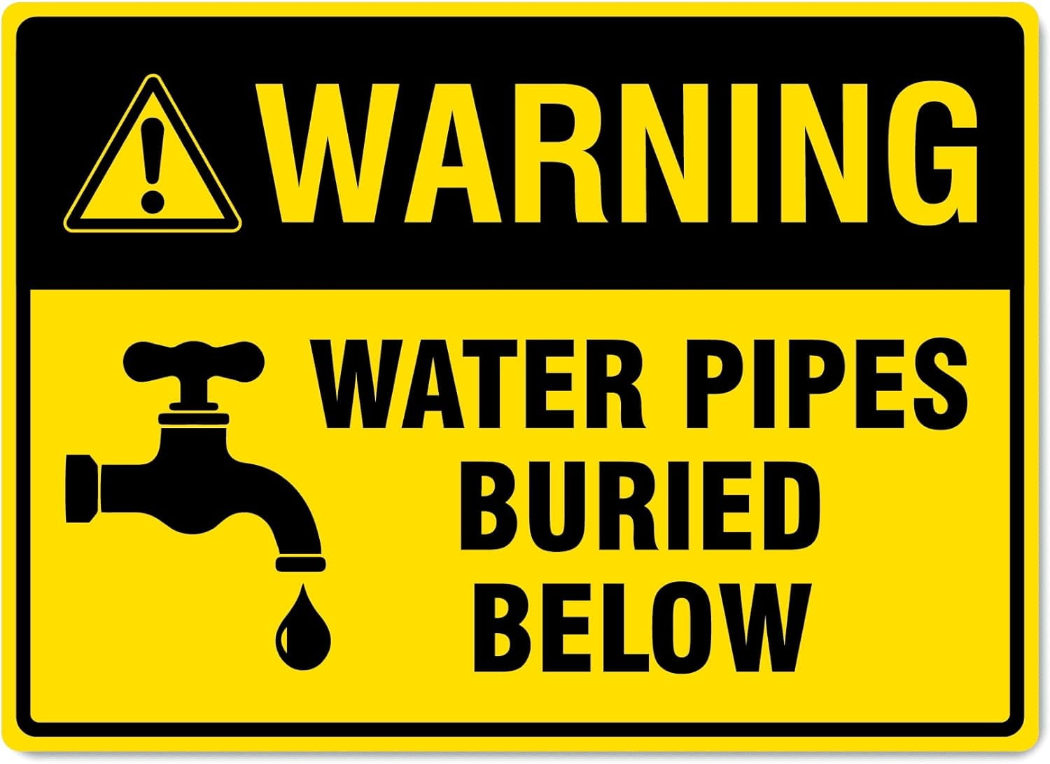 Water Pipes Buried Below Warning Signs Metal Tin Sign 8x12 Inches ...