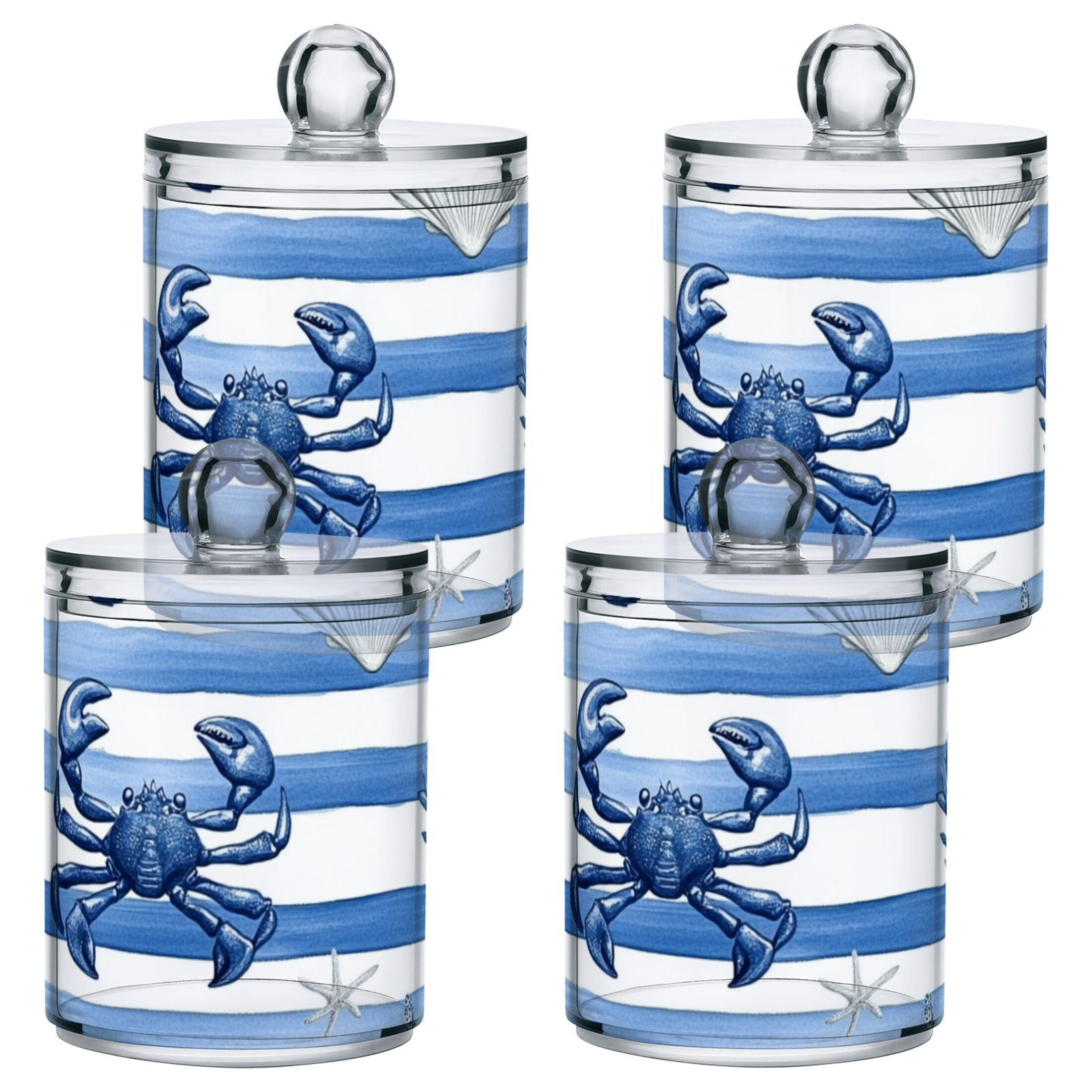 Water Plants Crab Starfishes Shells Translucent Plastic Cans Storage ...