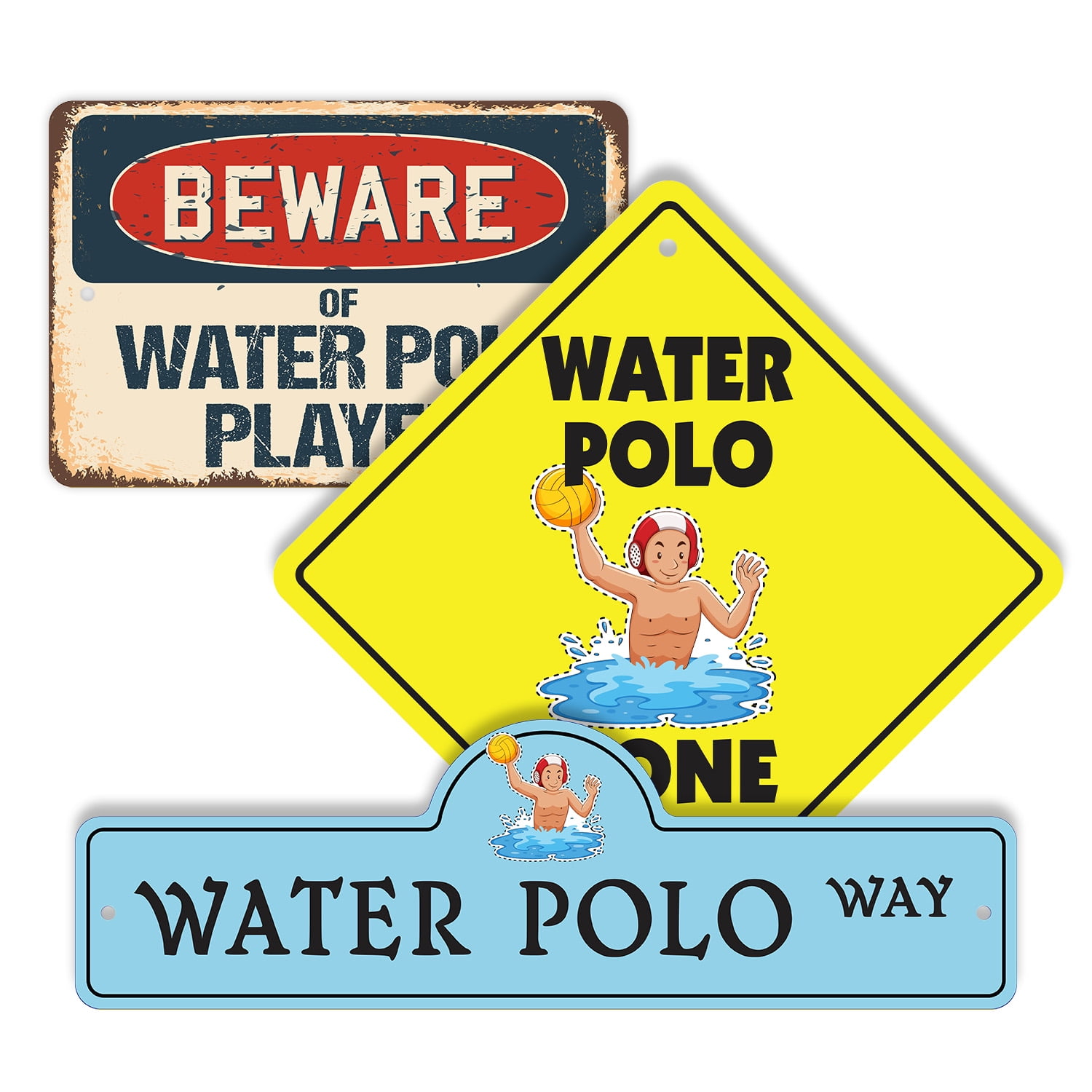 Water Polo (3 Pack) Plastic Street Sign Crossing Sign Warning Sign ...
