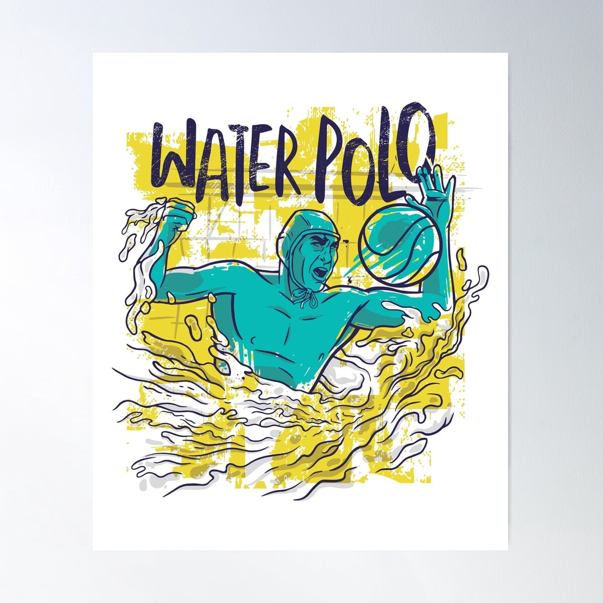 Water Polo, Water Polo Player Poster Wall Art, Modern Wall Decor, 8x12 ...