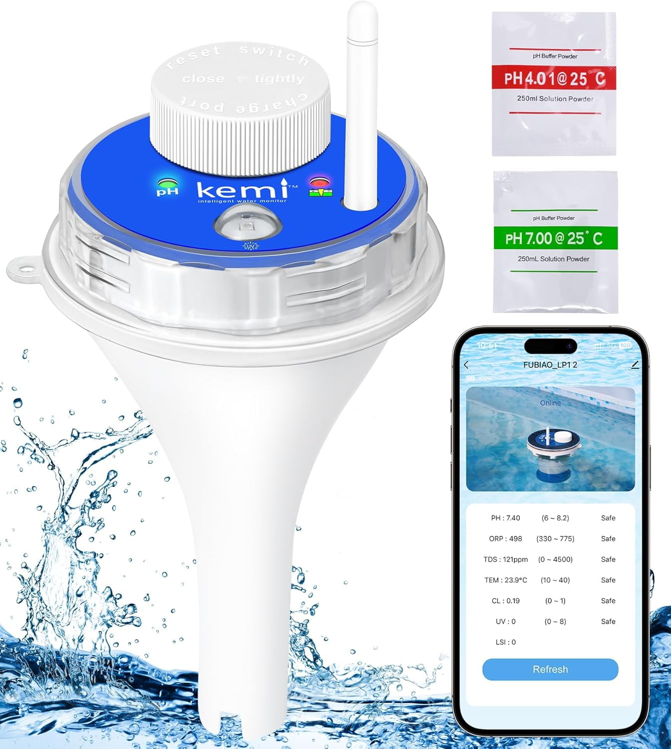 Water Pool Monitor, 24/7 Continuous Smart Water Monitor with App ...