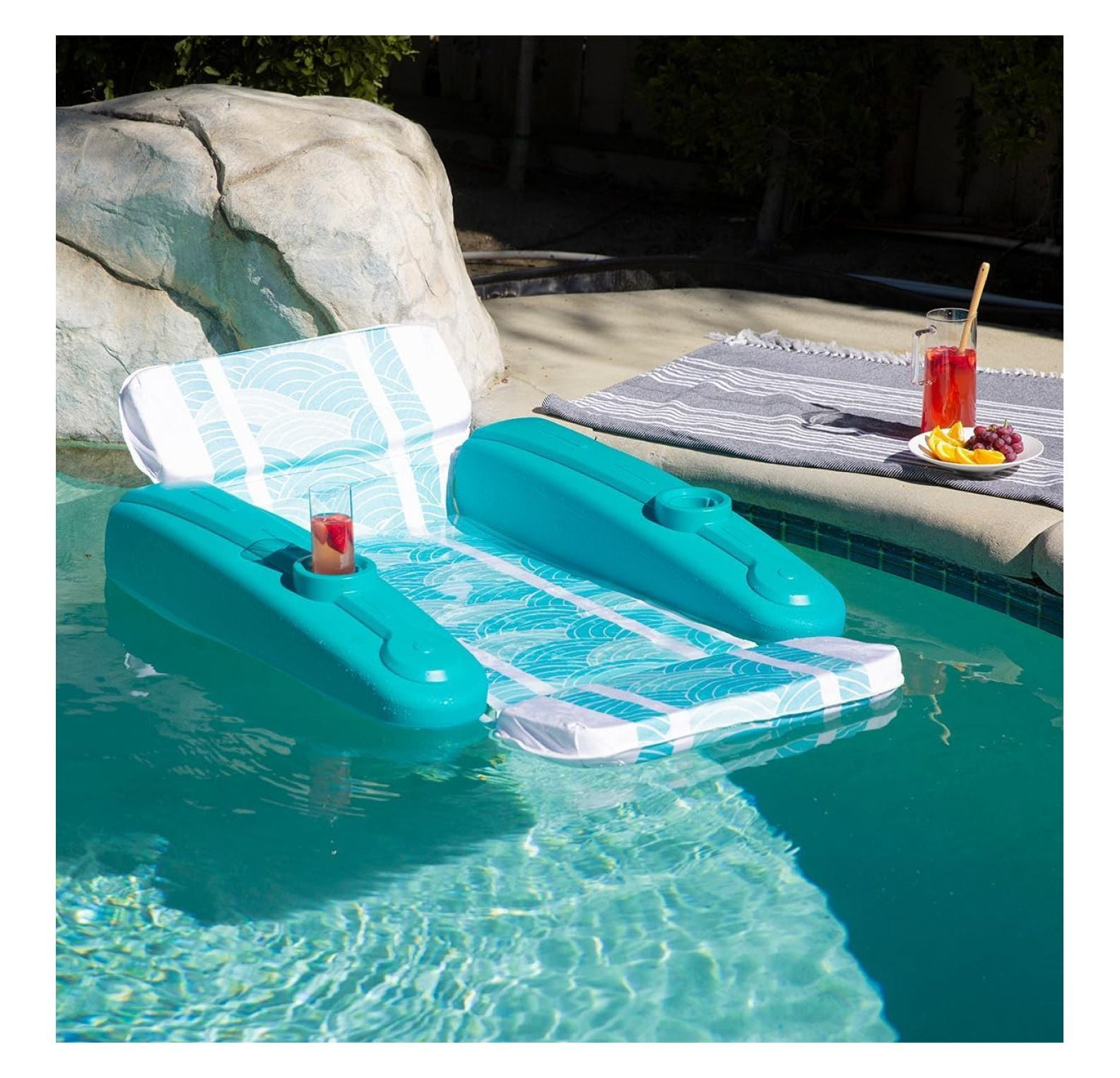 Water Pool Padded Floating Chaise Lounger Large for Adults with ...