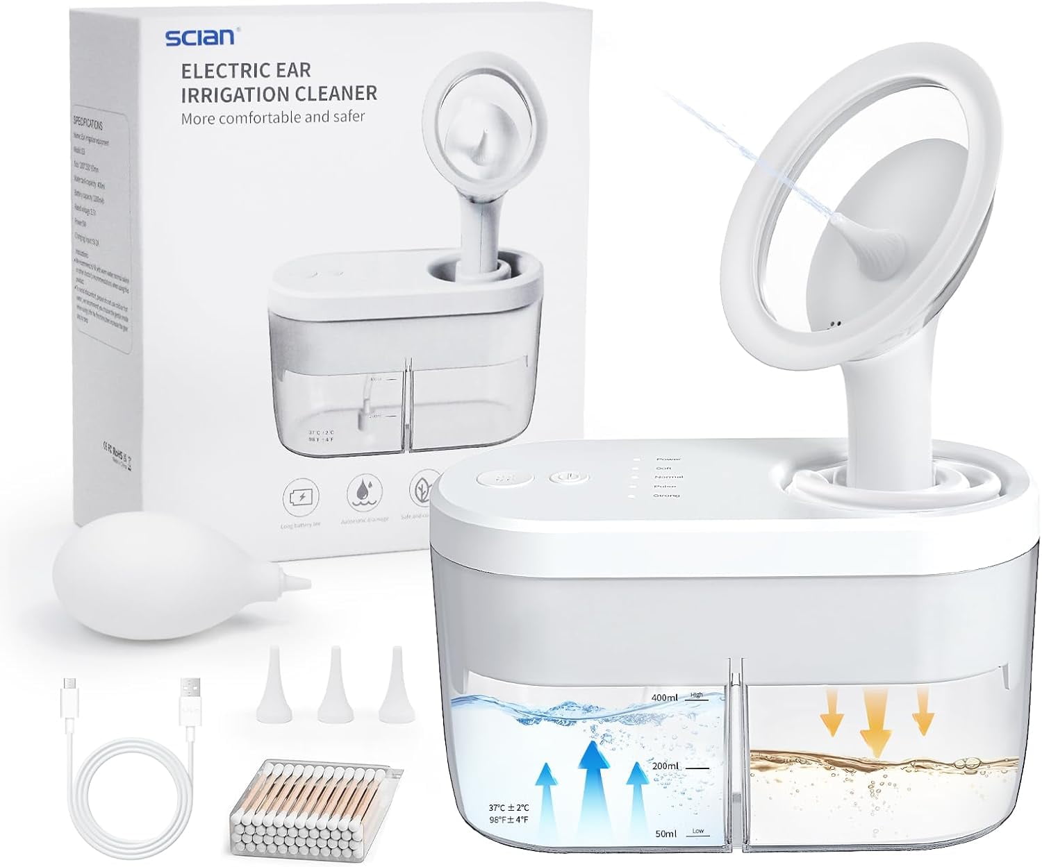 Scian Electric Ear Wax Removal Kit, Ear Irrigation Cleaner Tool, Safe ...